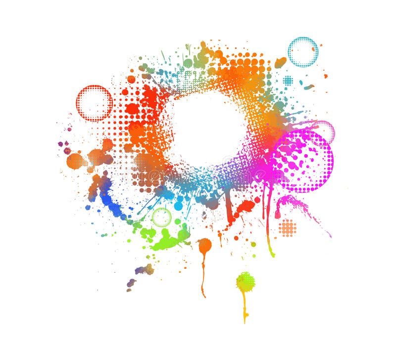 Round Frame of Multi-colored Paint Spots. Vector Illustration Stock ...