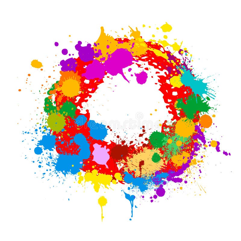 Round Frame of Multi-colored Paint Spots. Vector Illustration Stock ...