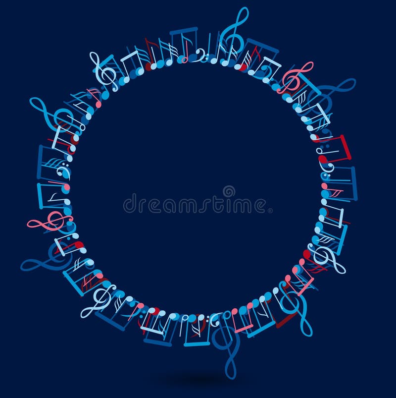Round Frame with Music Notes Stock Vector - Illustration of music, dark ...