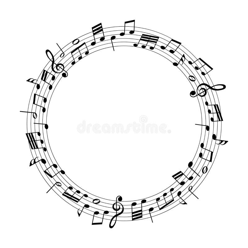 Golden Round Frame Music Notes Dark Background Stock Illustrations – 10 ...
