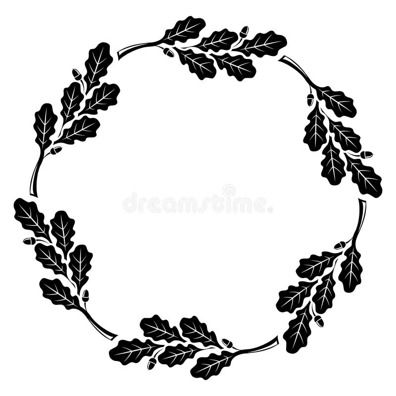 Round Frame of Oak Leaves, Vintage Design Stock Vector - Illustration ...