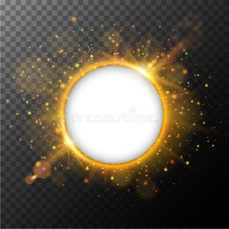 Round Frame with Orange Light Burst Out in Background Stock Vector ...