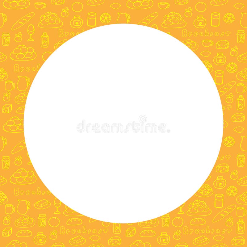 Round Frame on Orange Seamless Food Pattern Stock Illustration ...