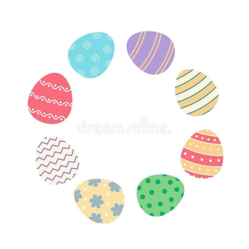 Round Frame of Painted Easter Eggs. Vector Template Stock Illustration ...
