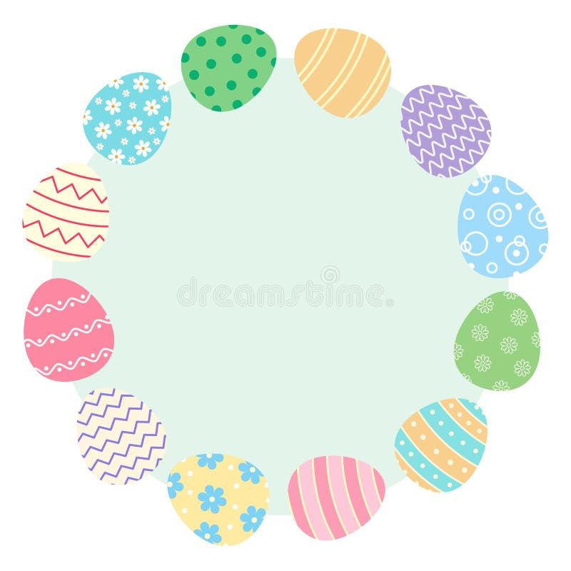 Round Frame of Painted Easter Eggs. Vector Template Stock Illustration ...