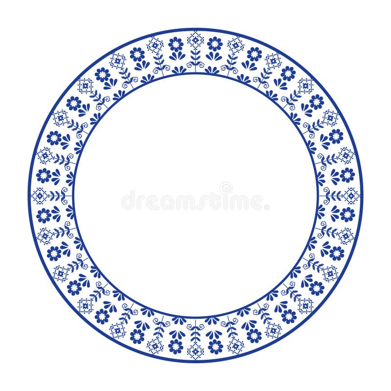 Round Frame Pattern Floral Design. Ring Shape Stock Illustration ...