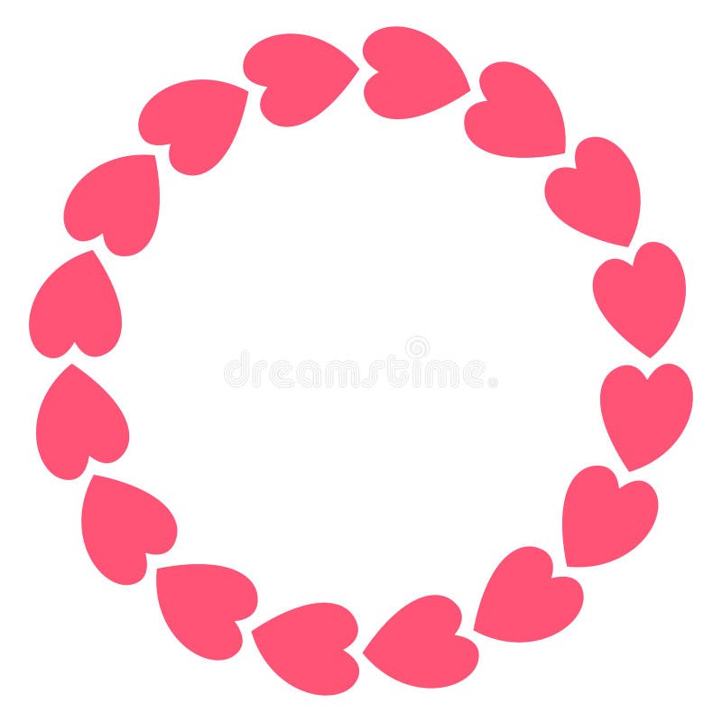 Round Frame of Pink Cartoon Hearts. Vector Illustration Stock ...