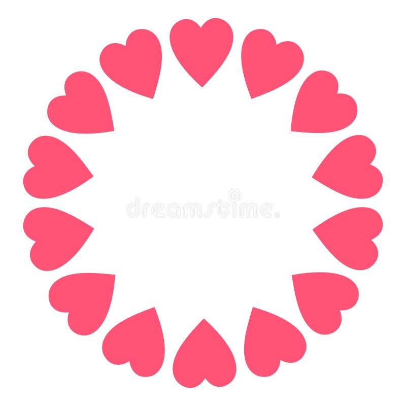 Round Frame of Pink Cartoon Hearts. Vector Illustration Stock ...