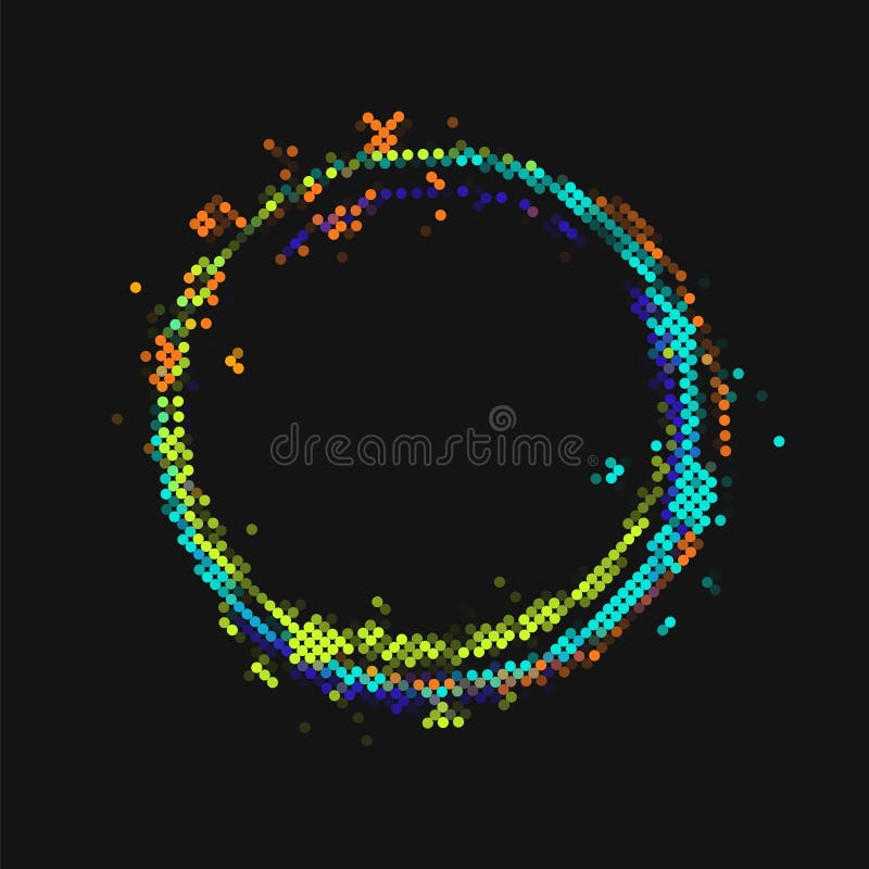Round Frame in Pixel Style with Small Circles. Stock Vector ...