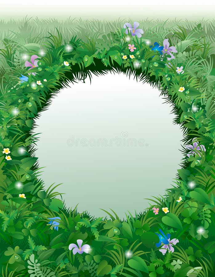Round Frame of a Pond on the Background of a Meadow with Plants and ...