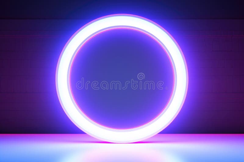Round Frame with Purple Neon Illumination Stock Illustration ...