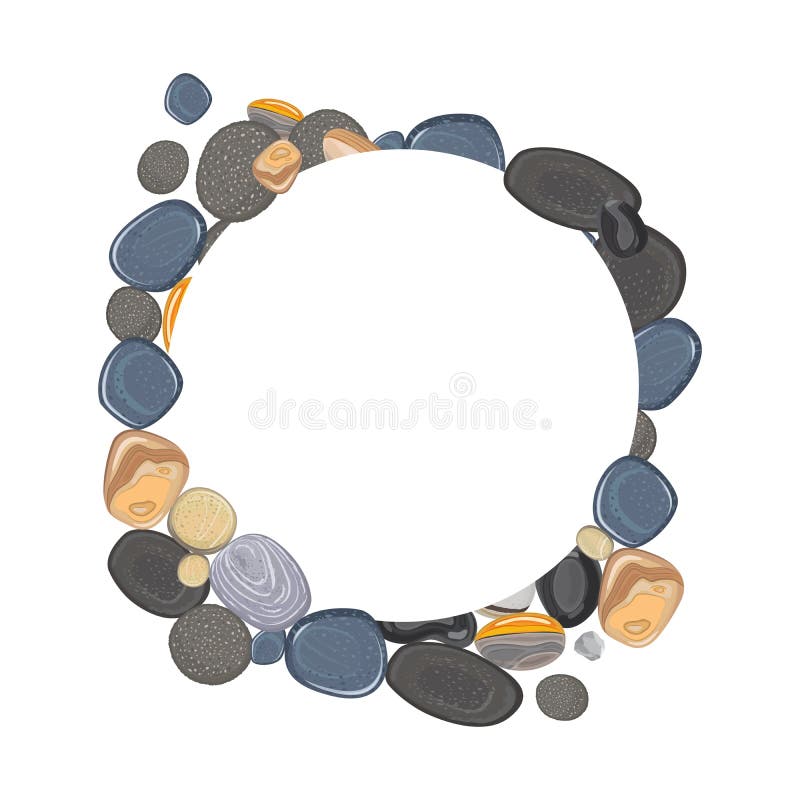 Round Frame with Realistic River Stones Stock Vector - Illustration of ...