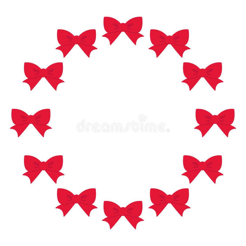 Round Frame of Red Bows. Vector Illustration in Flat Style Stock ...
