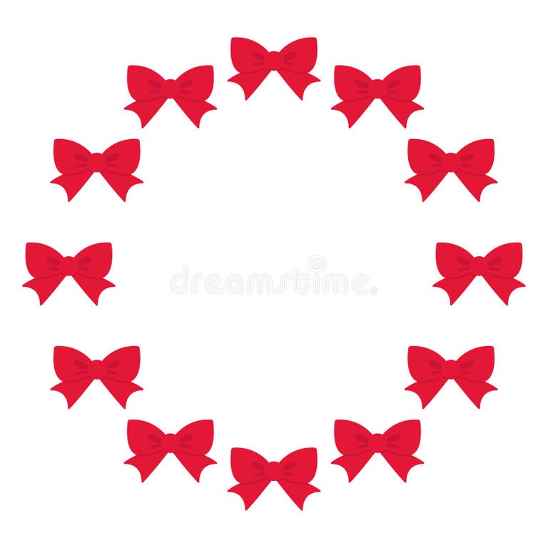 Round Frame of Red Bows. Vector Illustration in Flat Style Stock ...
