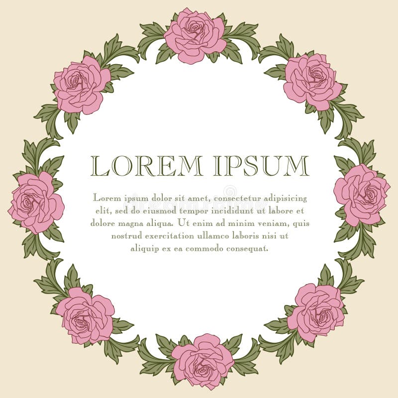 Round frame of roses stock vector. Illustration of bloom - 44775267