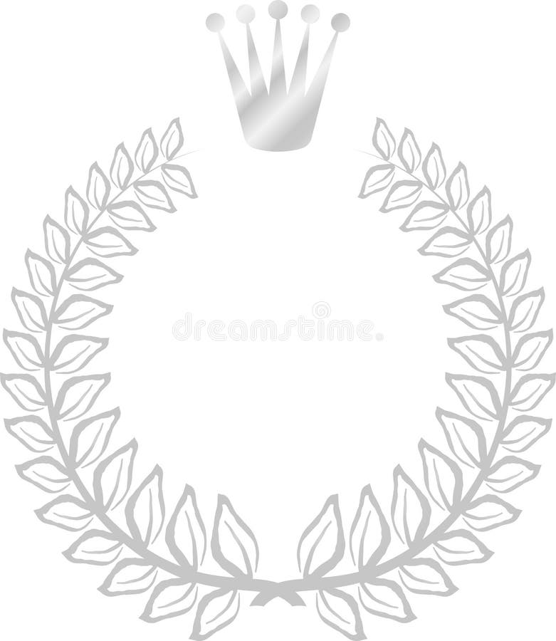 Round Frame of Silver Laurel and Crown Stock Vector - Illustration of ...