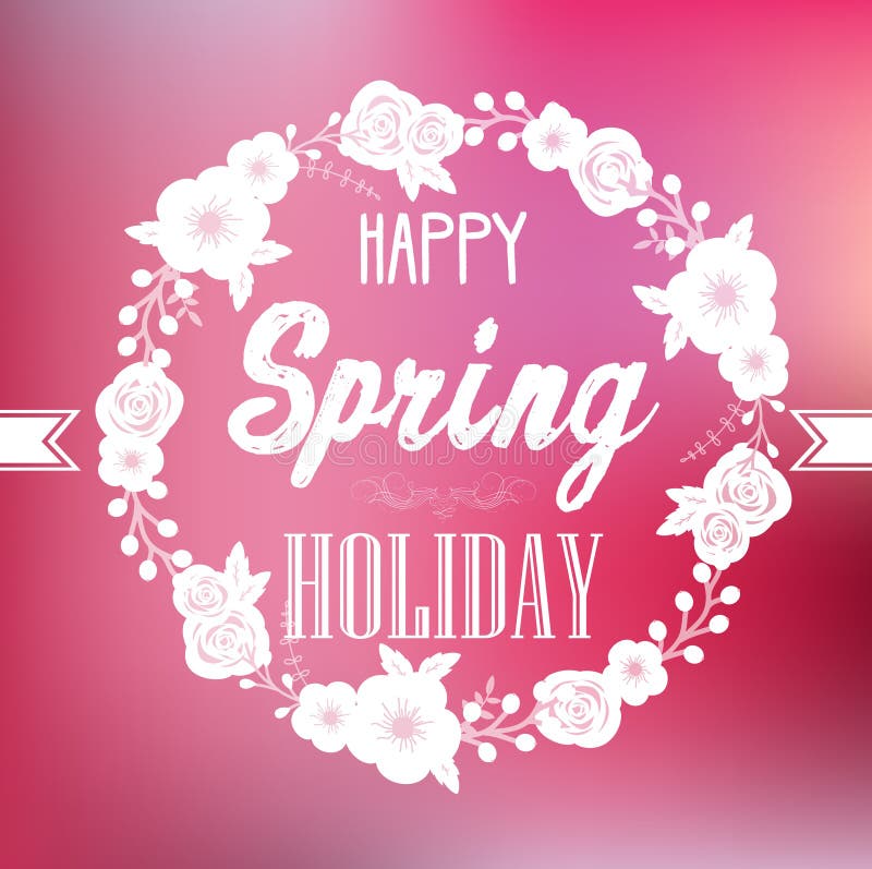 Round Frame of Spring with Flowers and Leaves on Pink Background Stock ...