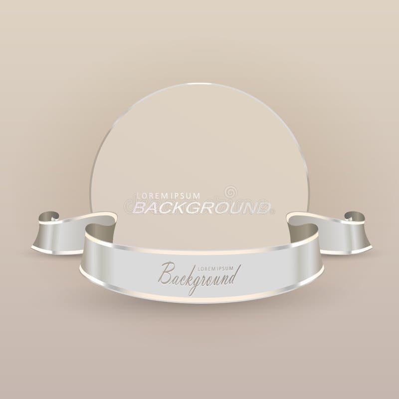 Round Frame with a Stage on a Beige Design, Wavy Shiny Ribbon Stock ...
