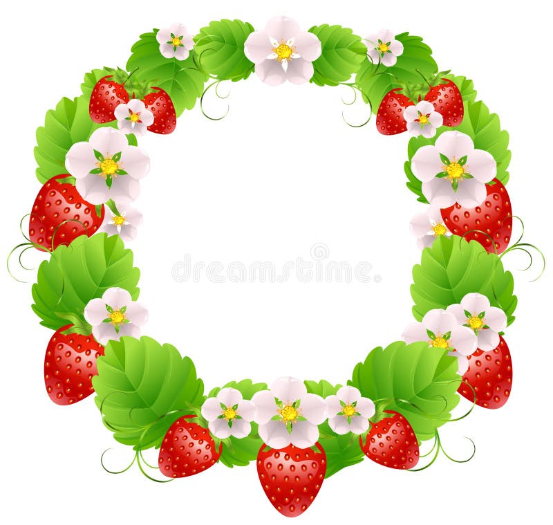 Round Frame with Strawberries Stock Illustration - Illustration of ...