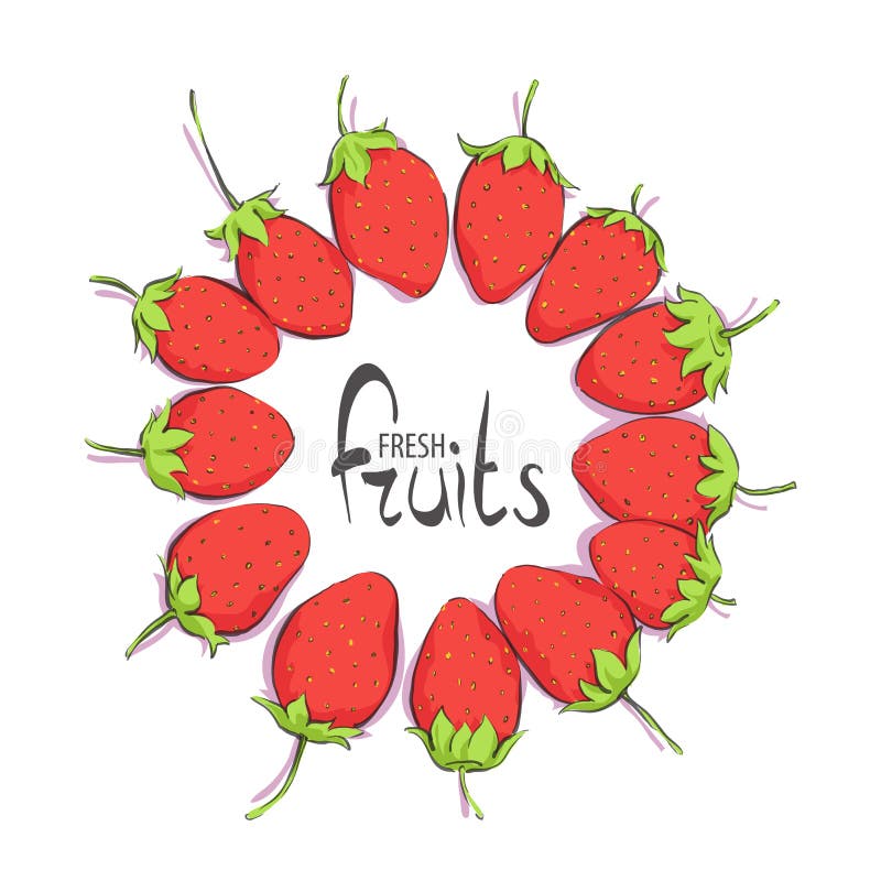 Round Frame of Strawberries Stock Vector - Illustration of decoration ...