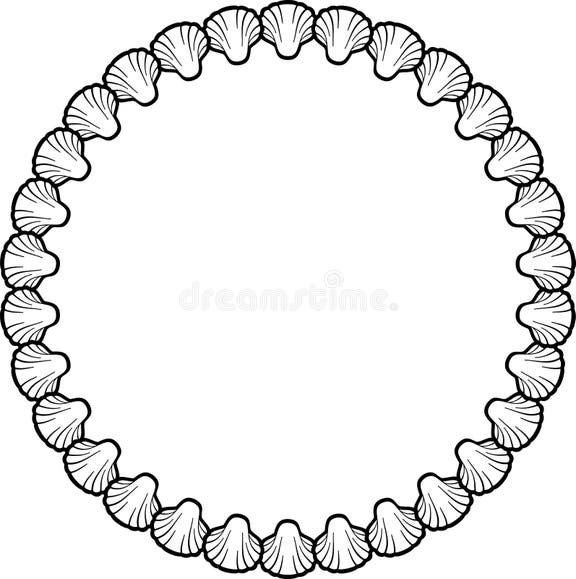 Round Frame with Stylized Shells Silhouettes. Stock Illustration ...