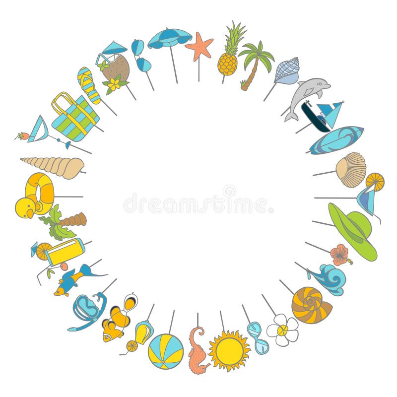Round Frame Vector Color Drawing Stock Vector - Illustration of ...