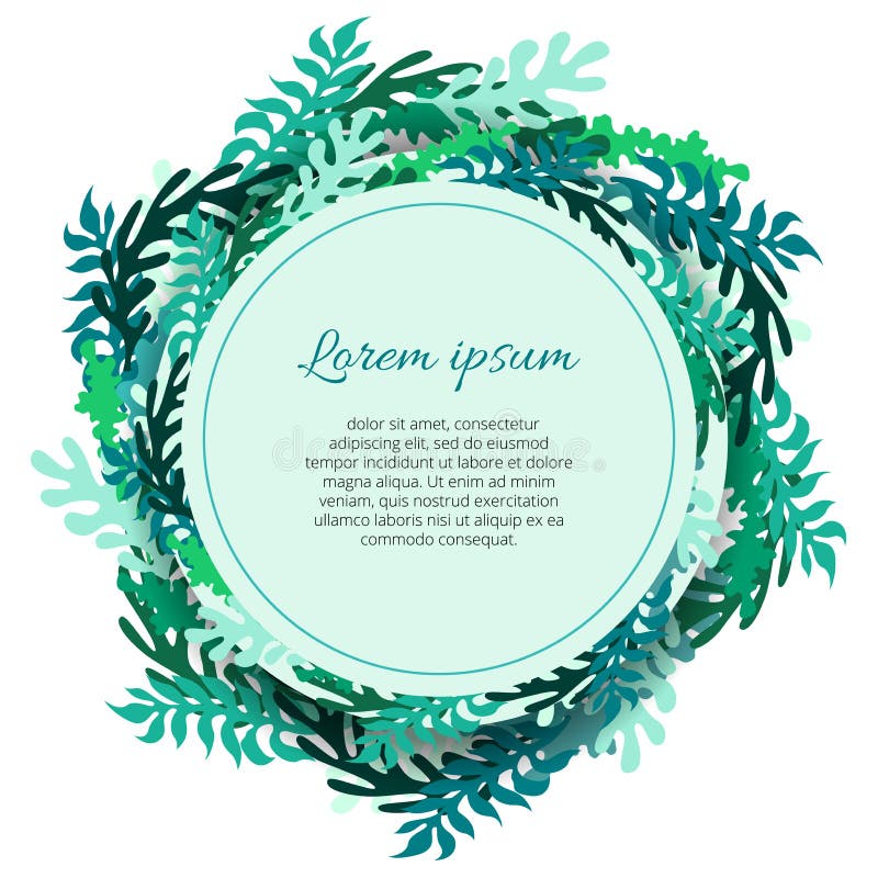 Round Frame is Surrounded by Different Leaves and Plants. Vector ...