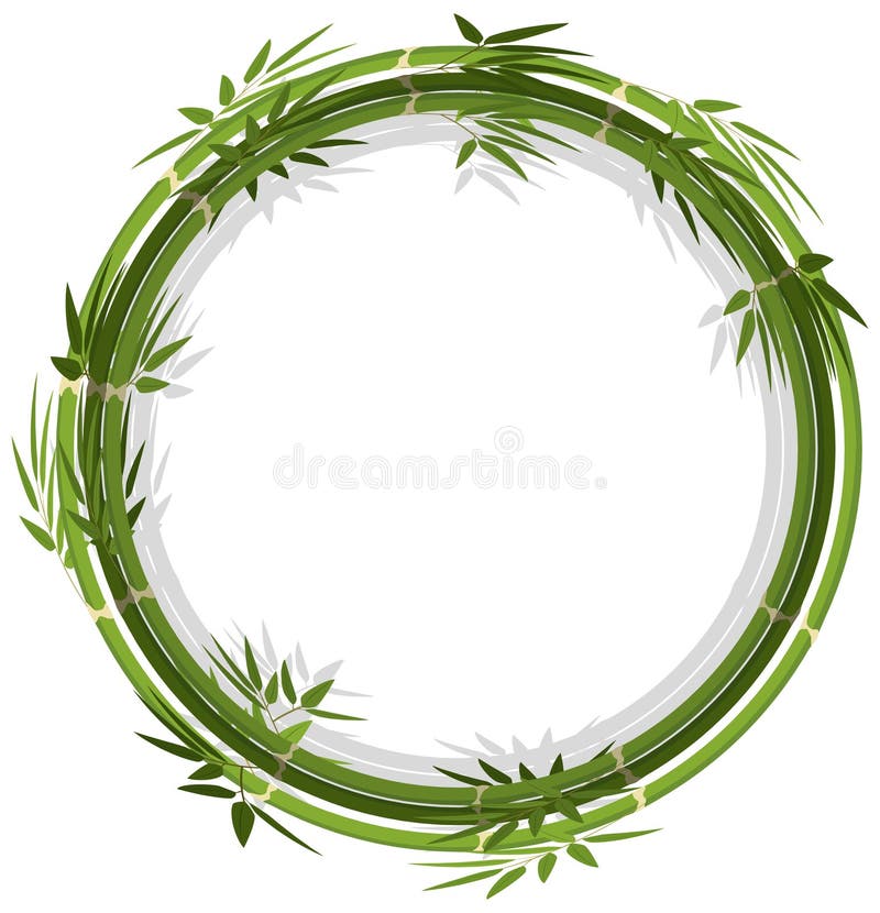 Round Frame Template with Green Bamboo Stock Vector - Illustration of ...