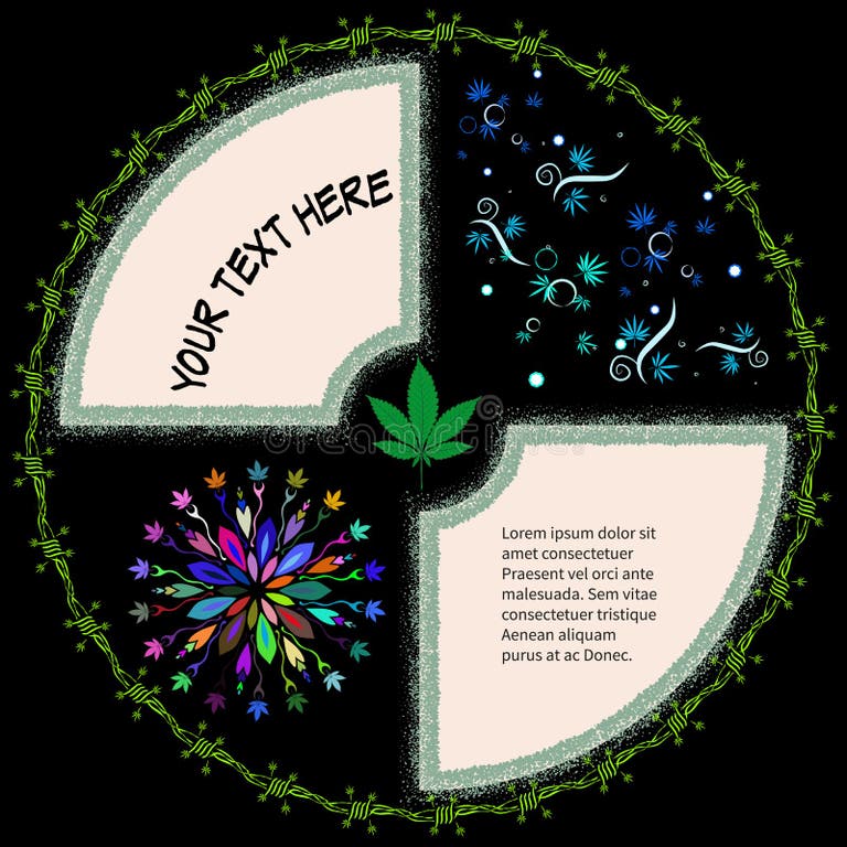 Round Frame for Text with Marijuana Leaves and Barbed Wire Stock Vector ...
