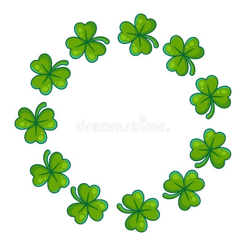Round Frame. Three-leaf Clover. Hand-drawn Stock Vector - Illustration ...