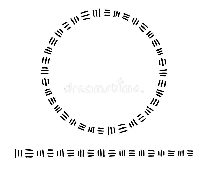 Round Frame Three Stripes. Doodle Seamless Brush of Black Parallel ...