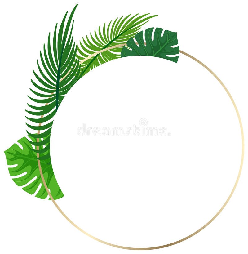 Round Frame with Tropical Green Leaves Stock Vector - Illustration of ...