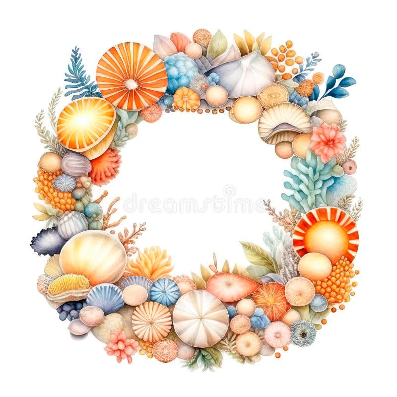 Shells Round Frame Stock Illustrations – 445 Shells Round Frame Stock ...