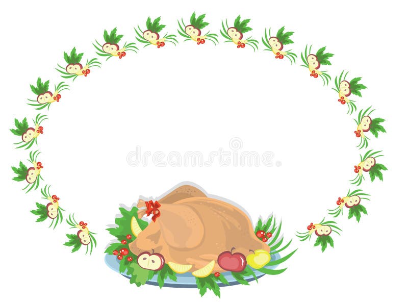 Round frame with turkey stock vector. Illustration of clip - 24422607