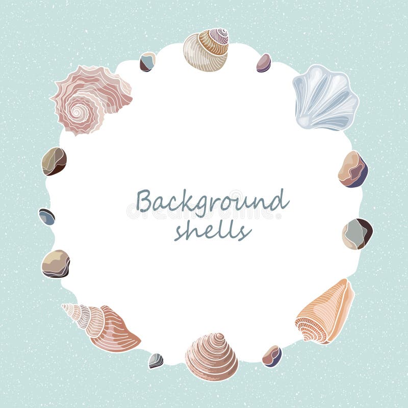 Round Frame with Various Pebbles and Shells. Stock Illustration ...