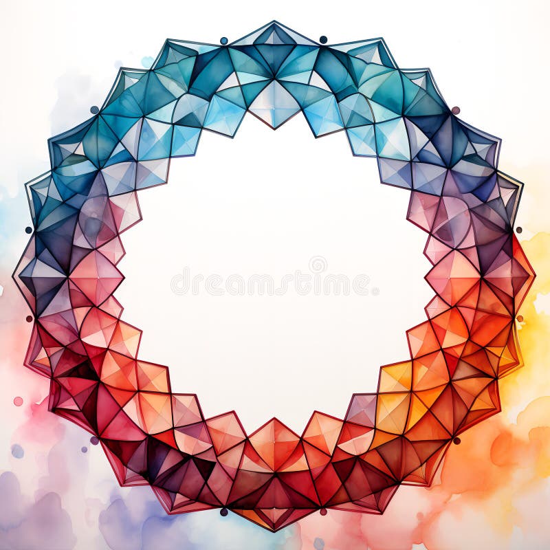 Round Frame in Watercolor Painting Style Stock Illustration ...