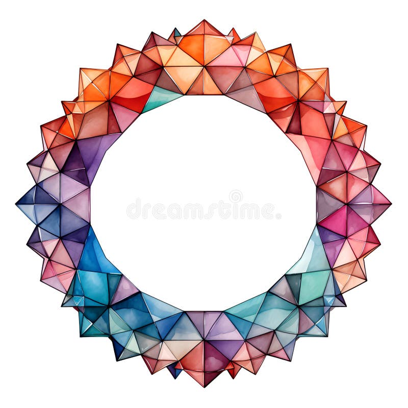 Round Frame in Watercolor Painting Style Stock Illustration ...