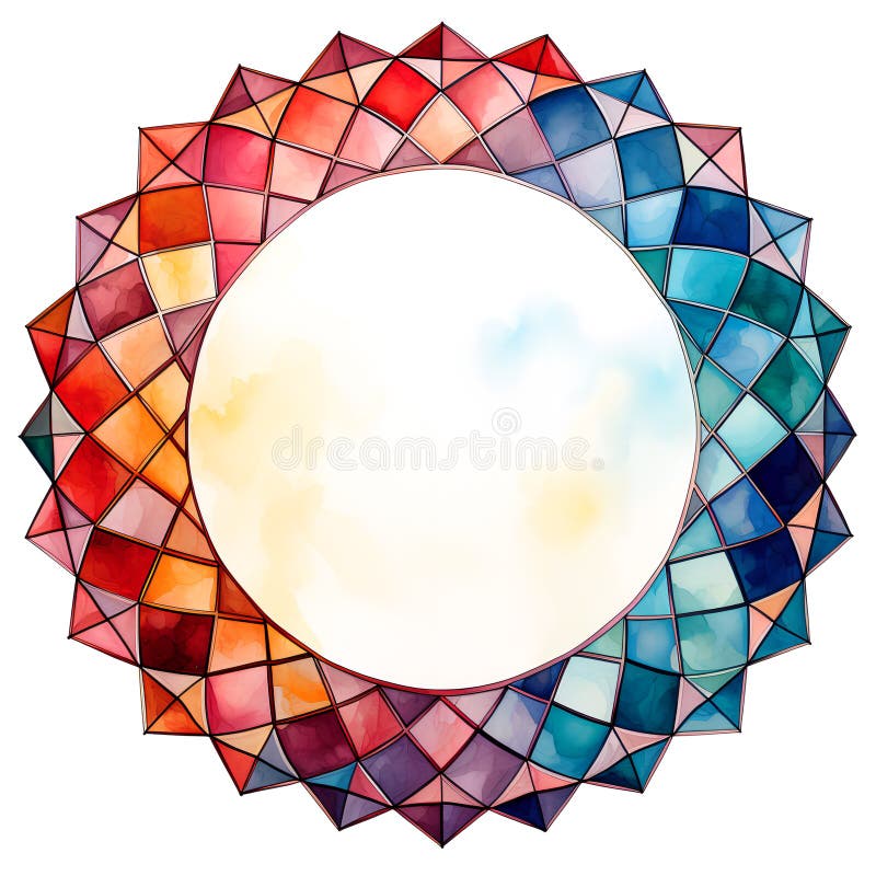 Round Frame in Watercolor Painting Style Stock Illustration ...