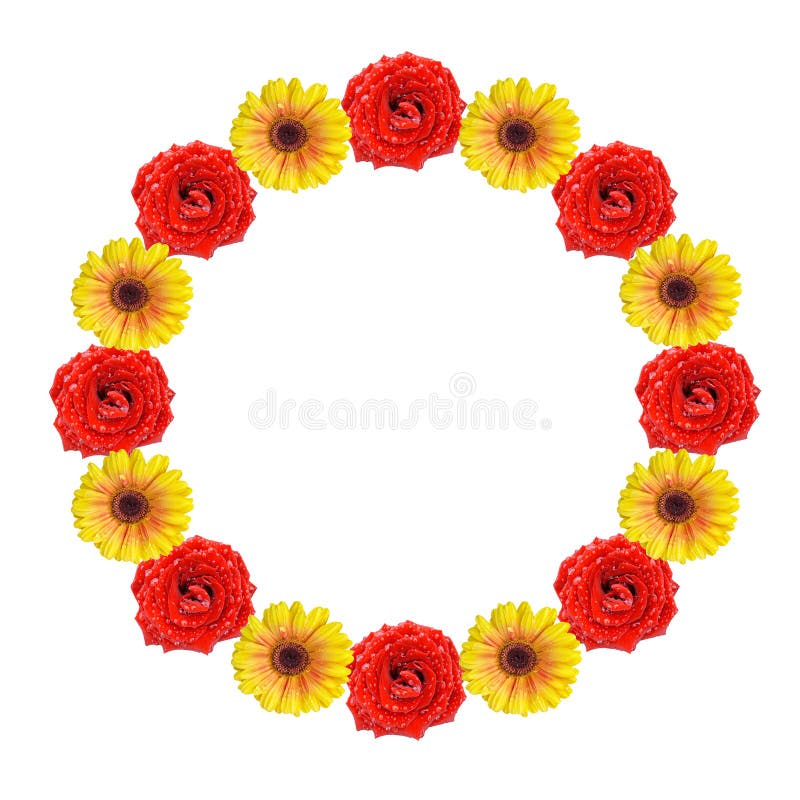 Round frame of wet flowers stock image. Image of frame - 3933179