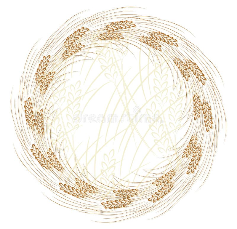 Round frame with wheat. stock vector. Illustration of template - 72707074