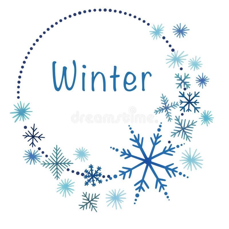 Round Frame with Winter Pattern Blue Snowflakes Stock Illustration ...