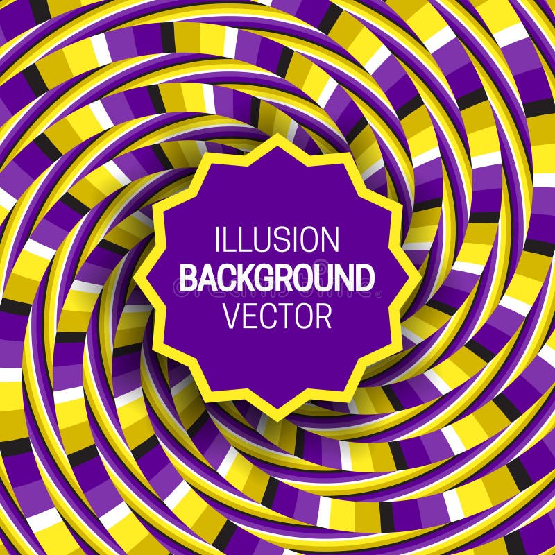 Round Frame on Yellow Purple Optical Illusion Hypnotic Background of ...
