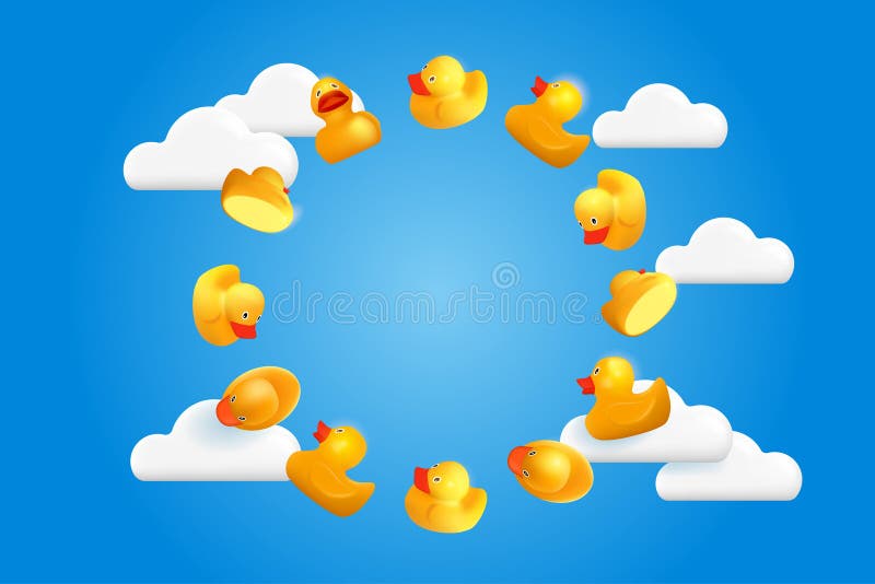 Round Frame of Yellow Rubber Ducks Stock Vector - Illustration of ...