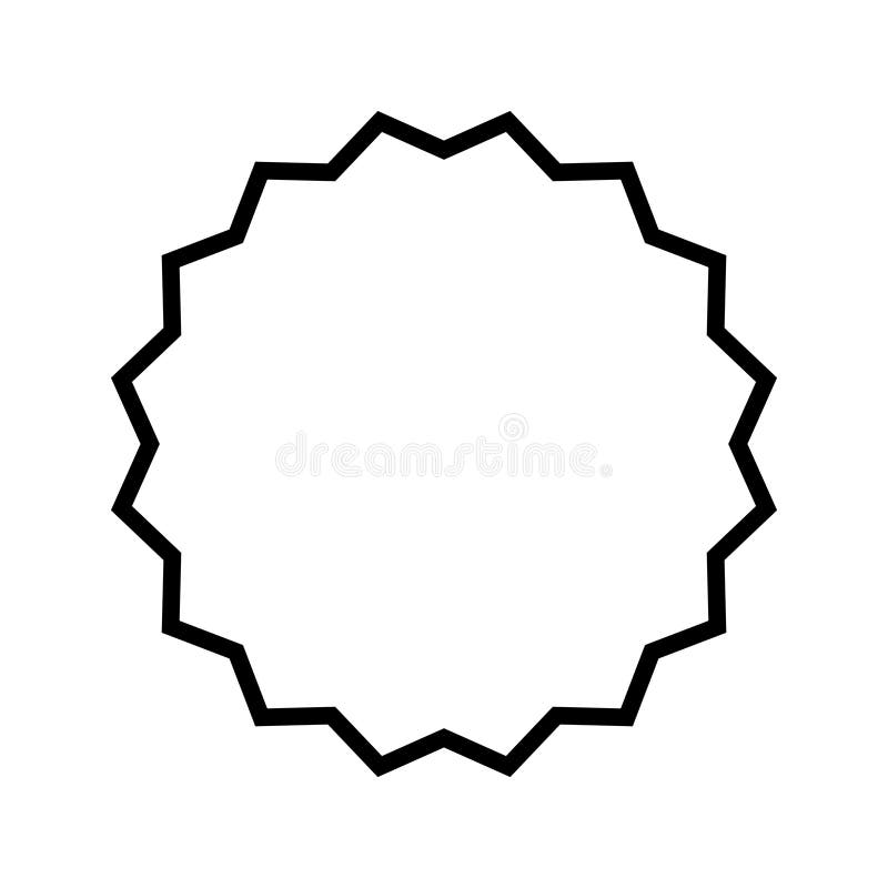 Round Frame with Zigzag Edges. Circle Shape with Jagged Borders. Sun or ...