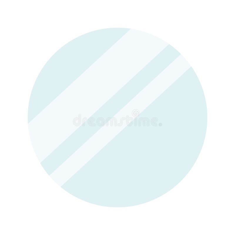 Simple Round Frameless Mirror with Reflection, Doodle Style Flat Vector ...