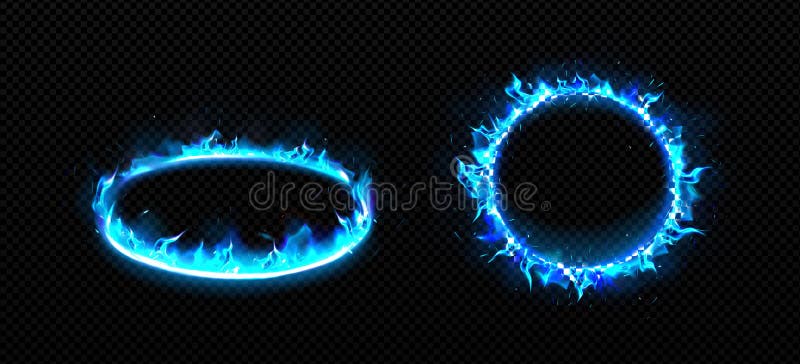 Round Frames with Fire. Burning Rings with Flame Stock Illustration ...