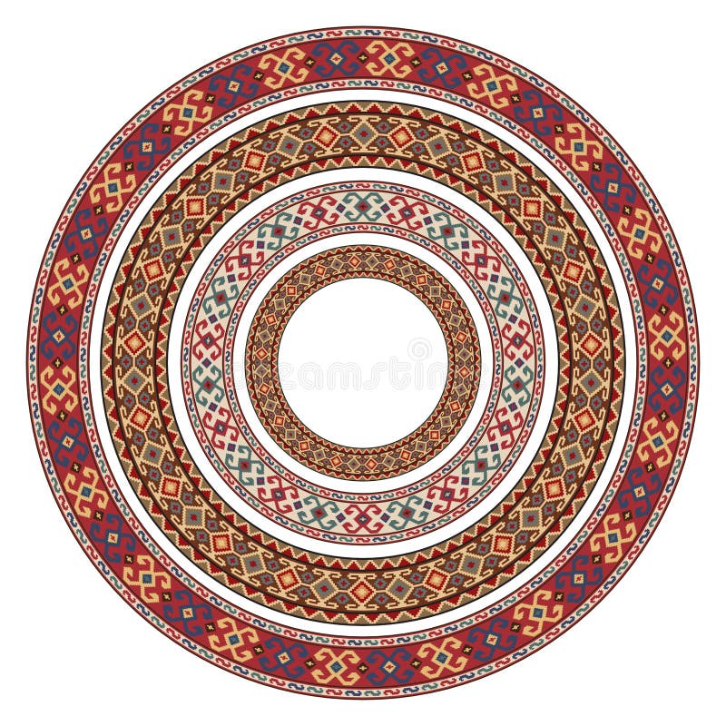 Round Frames with Geometric, Georgian Ethnic Patterns Stock Vector ...