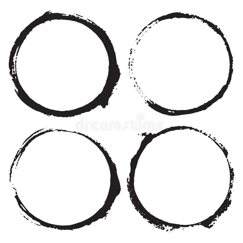 Round Frames, Grunge Textured Hand Drawn Elements Set, Vector ...