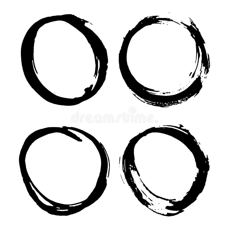 Round Frames, Grunge Textured Hand Drawn Elements Set, Vector ...