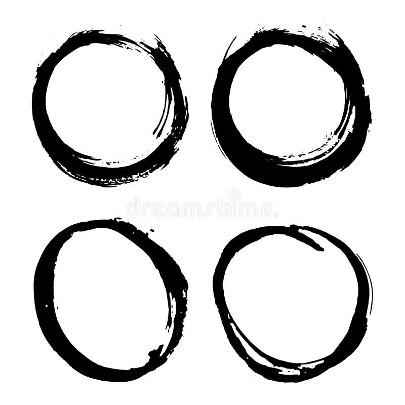 Round Frames, Grunge Textured Hand Drawn Elements Set, Vector ...